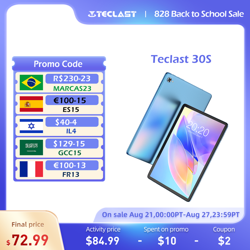 AliExpress - הנחות פלטפורמה + חנות על 2 טאבלטים מבית Teclast